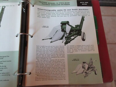 Oliver Model 73 Two-Row Cornpicker Sheller Husker Sales Brochure 2 Page ...