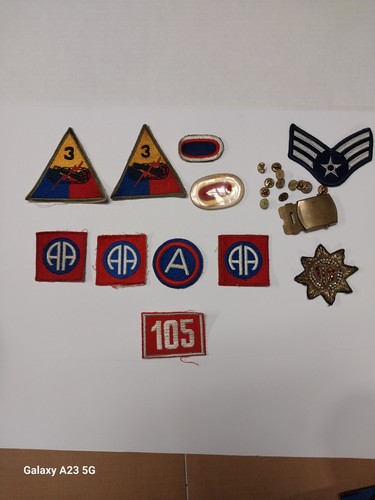 LG Lot Of US Army Airborne Patches, A Brass Belt Buckle,bead Rhinestone ...