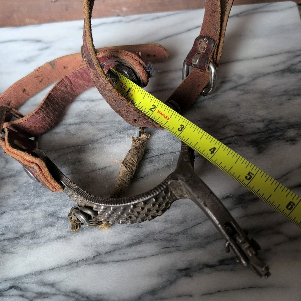 Vintage Bull Riding Spurs Leather Straps Handmade Rasp Repurposed ...