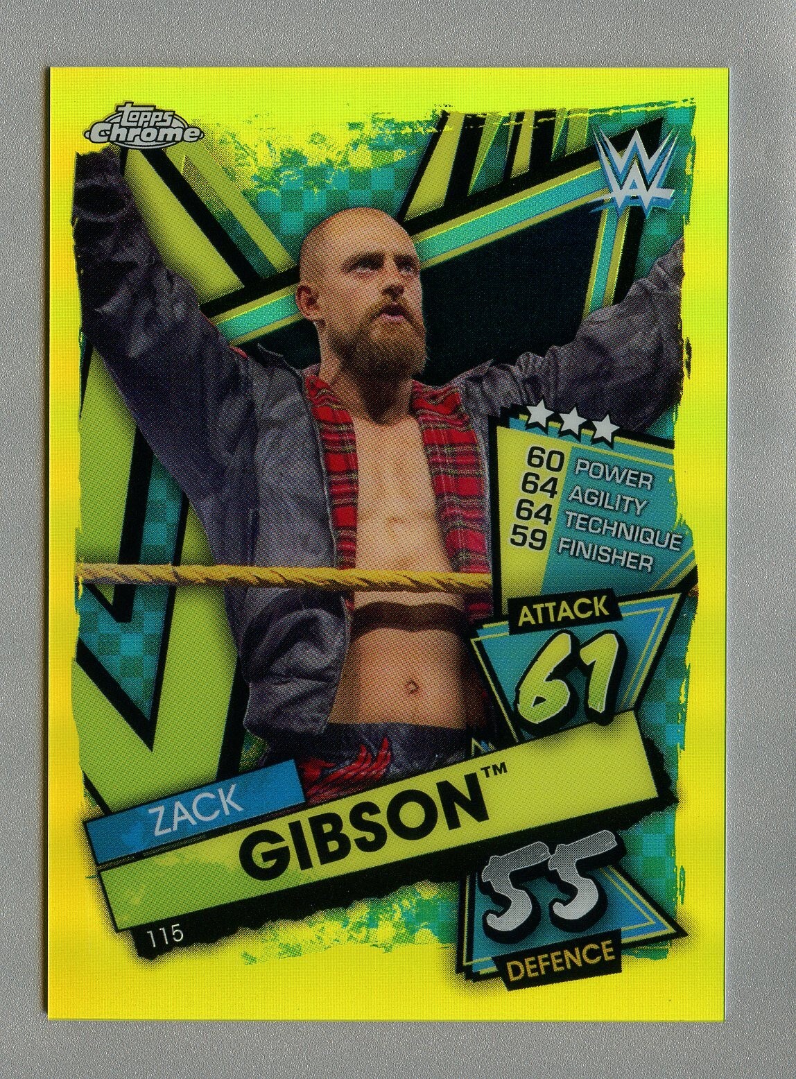 ZACK GIBSON - 2021 TOPPS CHROME WWE SLAM ATTAX YELLOW REFRACTOR S#/99 ...