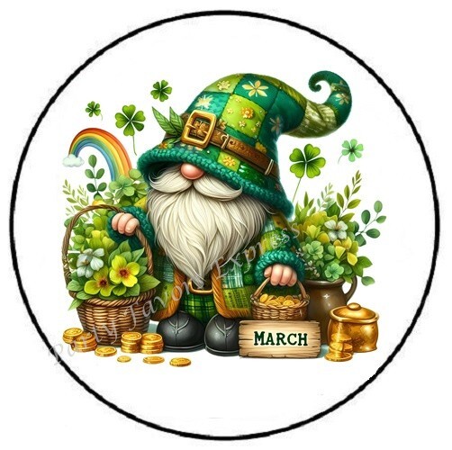MARCH GNOME MONTH ST PATRICKS DAY ENVELOPE SEALS LABELS STICKERS PARTY ...