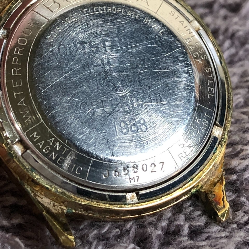 Vintage 1968 Bulova Men Clipper Gold EP Textured Bezel Automatic Watch ...