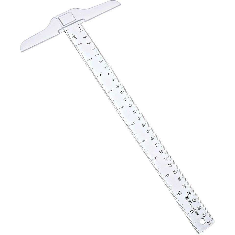 12 Inch/ 30 Cm Junior T-Square Plastic Transparent T-Ruler for Drafting ...