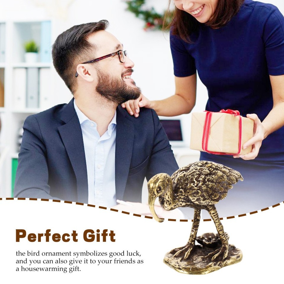 Long-billed Crane Statue Miniature Brass Crane Figure Decor ...