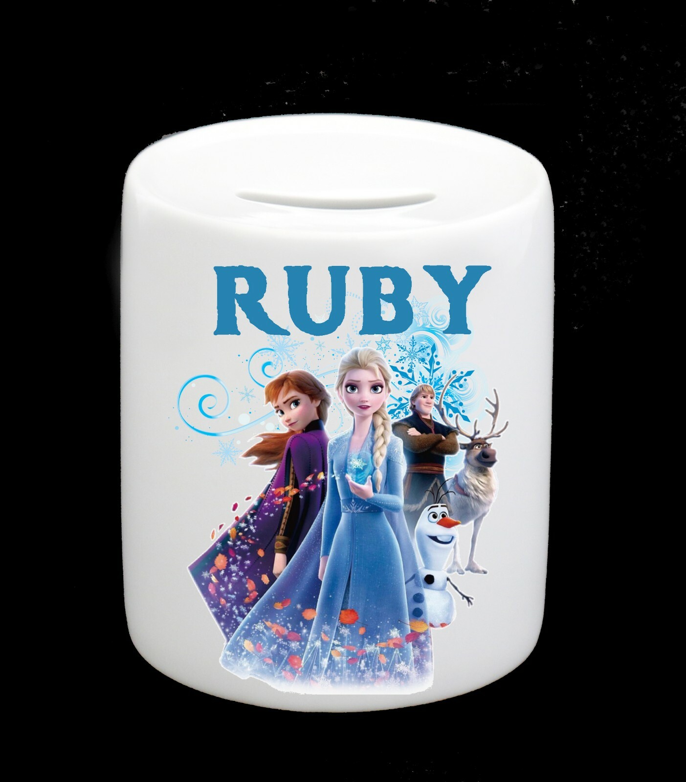 Personalised 2 Name Frozen Money Box Piggy Bank Girl Birthday Christmas ...