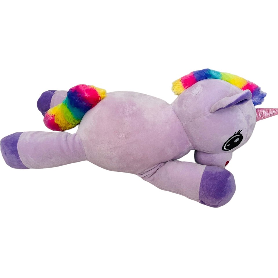 Gitzy Rainbow Unicorn Plush Purple & Sparkly Pink Horn 18" Toy Stuffed ...