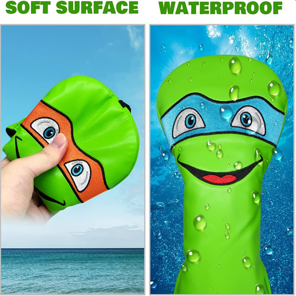 Cute Ninja Turtles Leather Golf Head Cover For Driver Fairway Wood ...