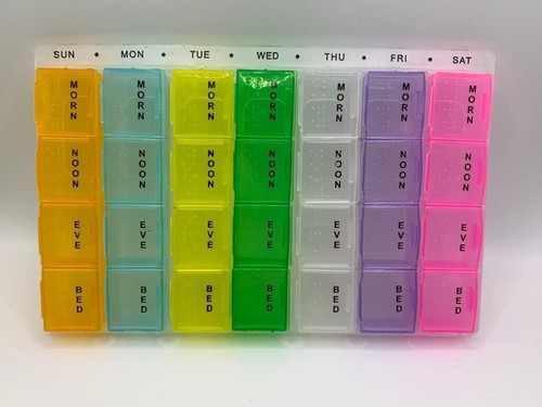Monthly Pill Box organiser 7 Days Coloured Tablet/Medicine Holder ...