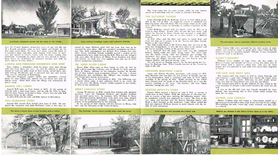 1960's Vintage Brochure Illinois Lincoln's New Salem Park Abraham ...