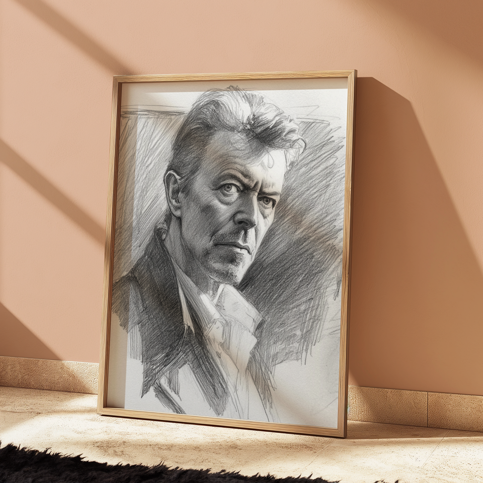 DAVID BOWIE DRAWING PRINT PORTRAIT SKETCH 8" x 10" DAVID BOWIE WALL ART ...