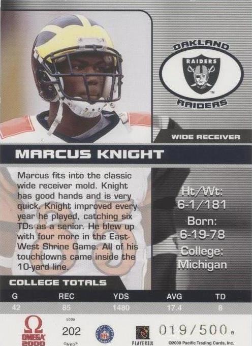 Preços baixos em 2000 Pacific Omega Marcus Knight #202 | eBay