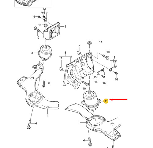 2011-2016 Porsche Cayenne 4.8 Driver Left Engine Motor Mount ...