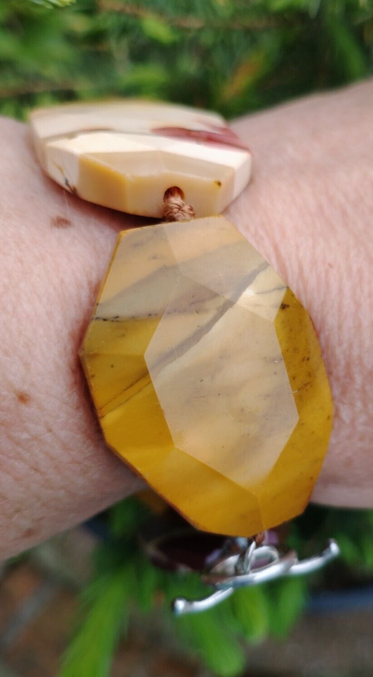 Mookaite Octagon Polished Stones Knotted In Between With 925 Silver ...