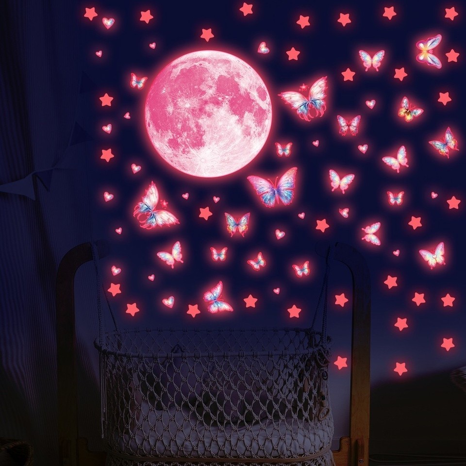 Glow Wall Stickers Glow In The Dark Self-adhesive Backing PVC And PET ...