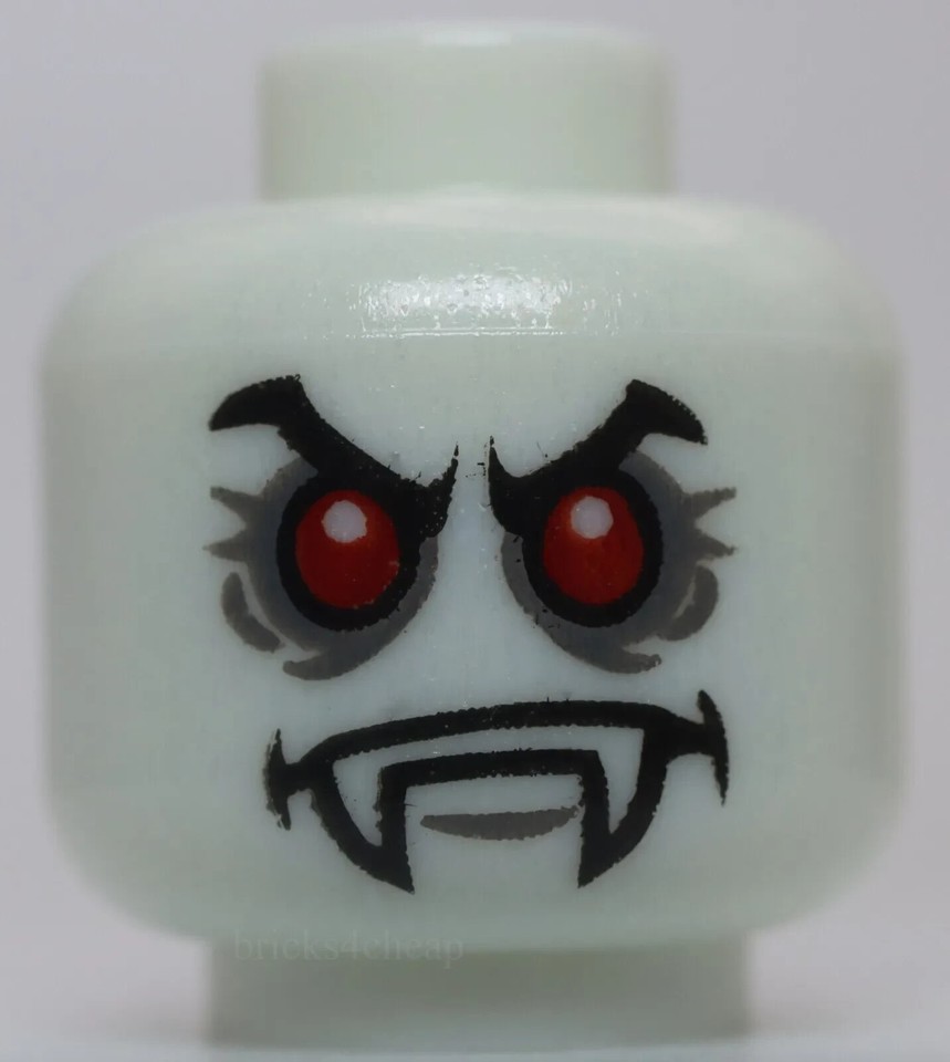 NEW LEGO Glow in the Dark Head Vampire Black Red Eyes Fangs Scowl ...
