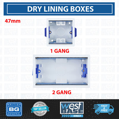 DRY LINING BACK BOX Plasterboard Patress Single DOUBLE Gang Wall Socket ...