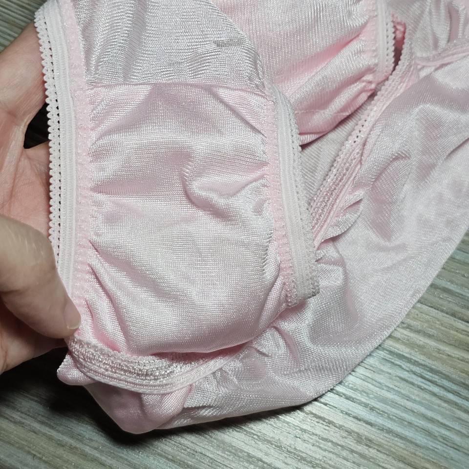 Vintage Slippery Nylon Panty Baby Pink Sissy Lace Brief Size Small Hip ...
