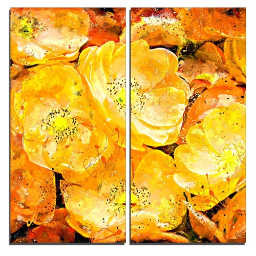 Design Art "Orange Yellow Flower Bouquet" Floral Canvas Art Large | eBay