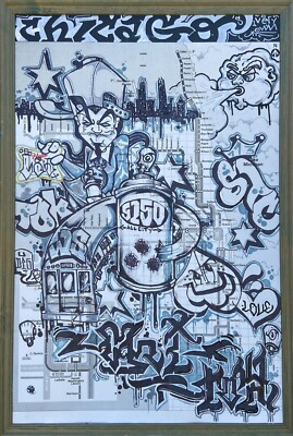 Hand Painted Graffiti style Framed Piece on CTA Train Map by OG MAD | eBay