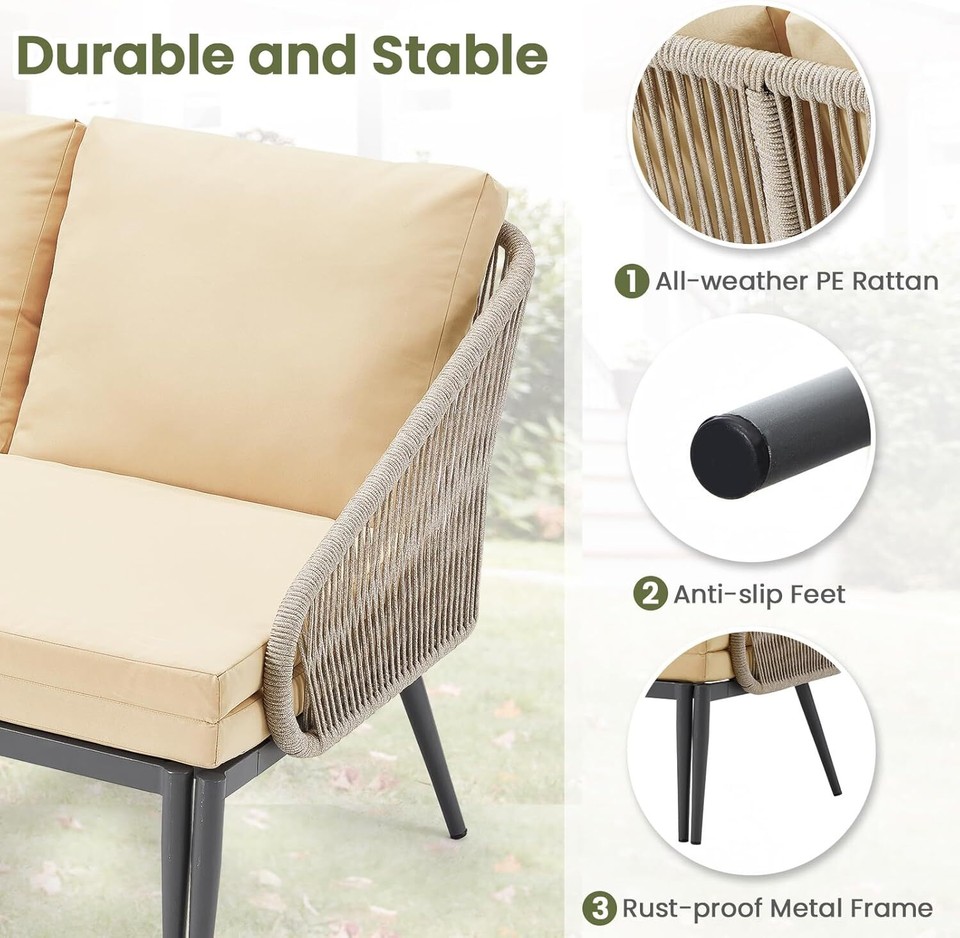 Outdoor Double Chaise Lounge Chair, Convertible Patio Loveseat Sofa ...