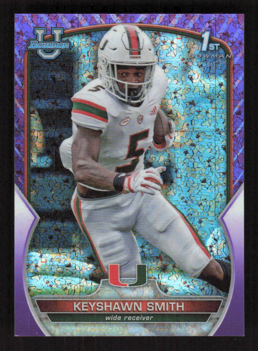 KEYSHAWN SMITH 2022 Bowman University Purple Mini Diamonds Refractor ...