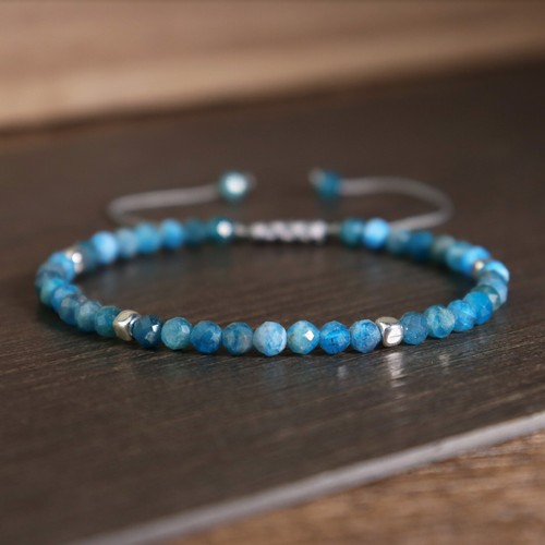 Natural Blue Apatite Dainty Bracelet Healing Crystal Bracelet Handmade ...