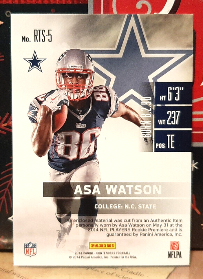 ASA WATSON RC RELIC / 2014 CONTENDERS / ROOKIE TICKET JERSEY #RTS-5 ...