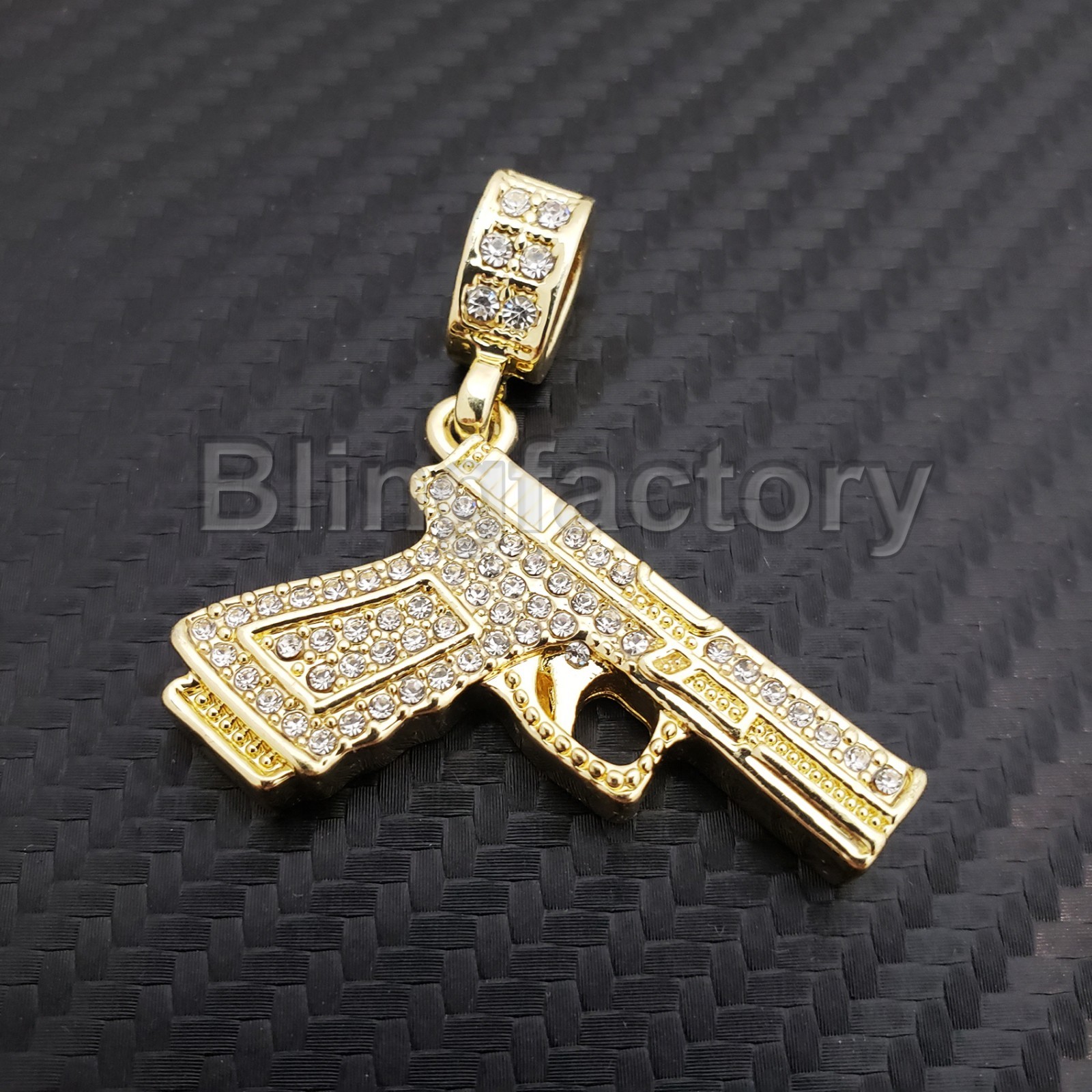 Hip Hop Rapper's Hand Gun & Iced 1 Row Diamond Tennis Choker Chain ...