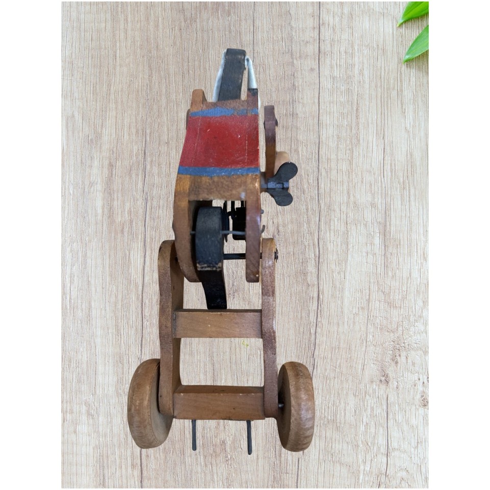 RARE Japanese Wooden Wind Up Toy Kicking Mule Hand Painted Vintage ...