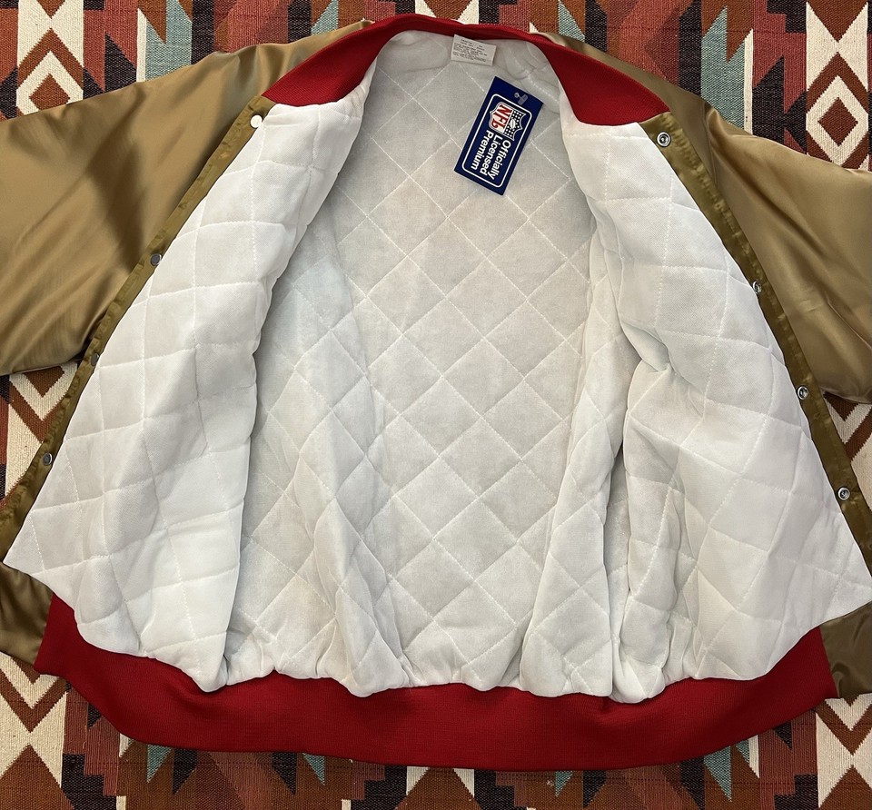Rare NWT Vtg 1989 Chalk Line San Francisco 49ers Gold Satin Bomber ...