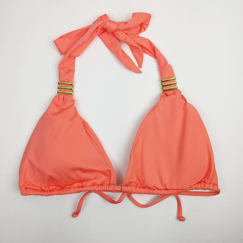 bar III Swim Top Women's L Orange Coral Reef Triangle Strappy Halter | eBay