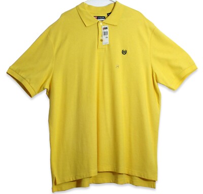 NEW Chaps Shirt Polo Golf Short Sleeve Embroidered Logo Yellow Casual ...