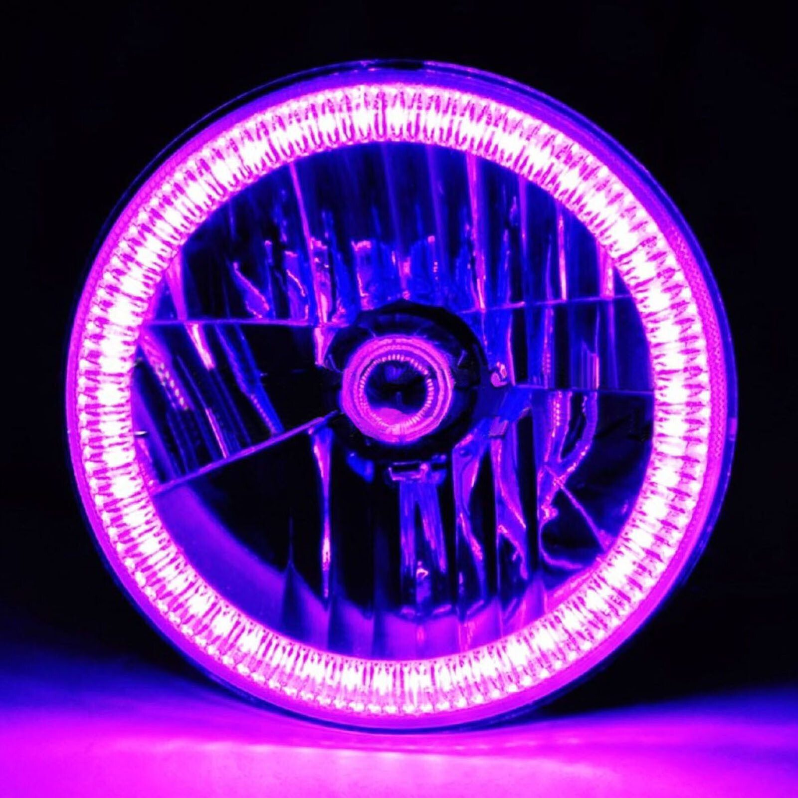 7" H6024/6014 Halogen Purple SMD LED Halo Ring H4 Light Bulb Angel Eye ...
