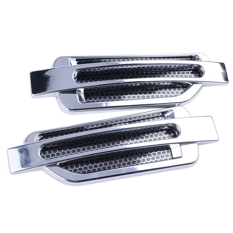 Chrome Car Auto Bonnet Air Intake Flow Side Fender Vent Hood Scoop ...