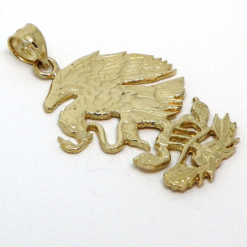14k Yellow Gold Mexican Coat of Arms Pendant | eBay
