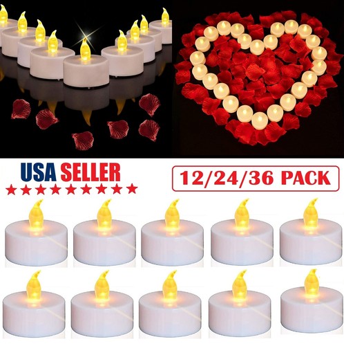36× Realistic LED Lights Fake Candles Flameless Romantic Dinner Decor ...