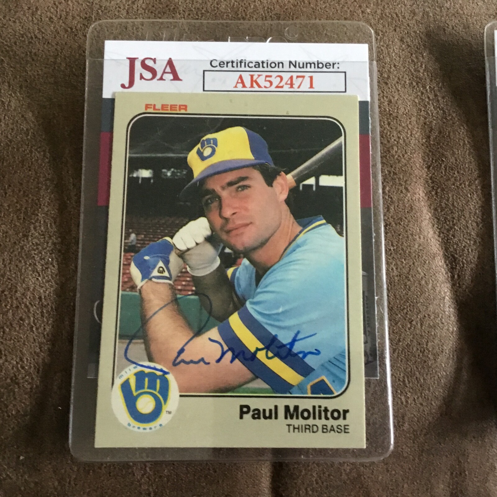 Autographed 1983 Fleer Paul Molitor HOF JSA STICKER & CERT | eBay