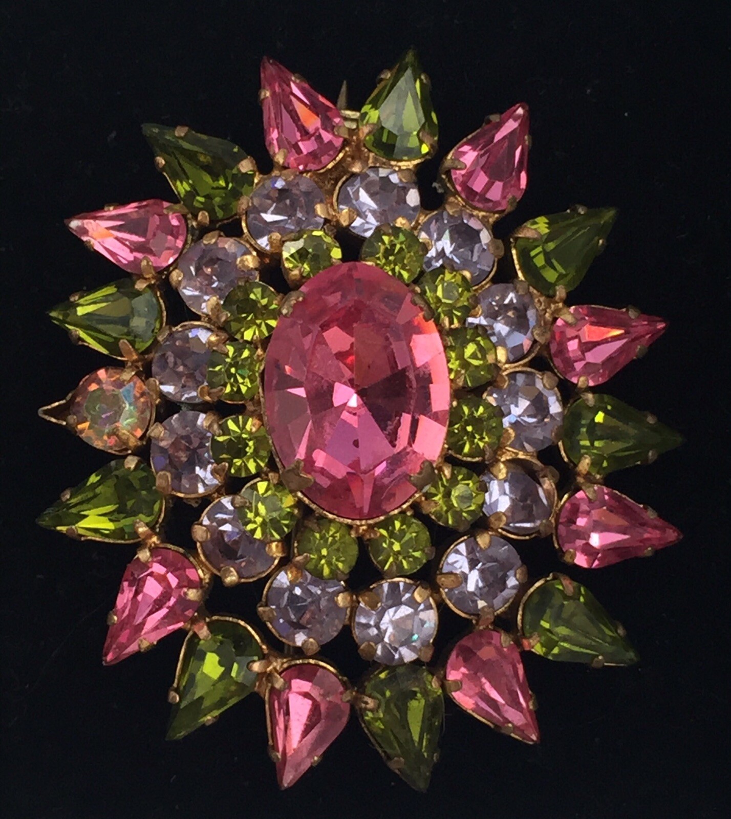 Vintage Multi Color Crystal Brooch Made In Austria | eBay