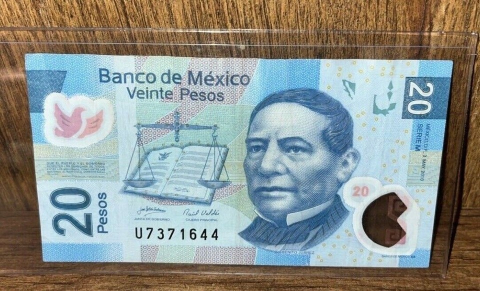 Mexico 20 Peso Mexican Currency Note Veinte Pesos Banknote Benito ...