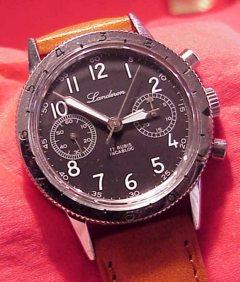 VINTAGE LANDERON CHRONOGRAPH TYPE 20A VALJOUX 7734 WRISTWATCH RUNNING ...