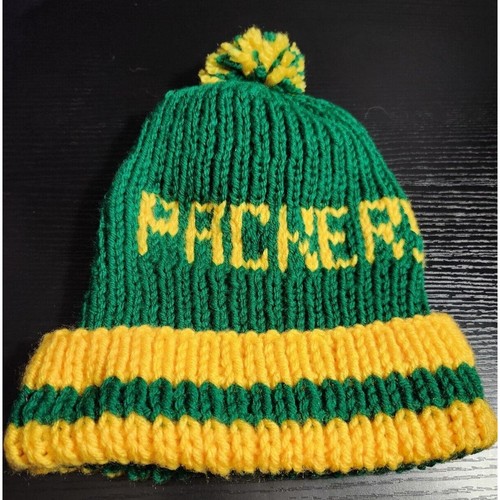 vintage Green Bay Packers NFL Knitted Home Made Stocking Beanie Hat ...