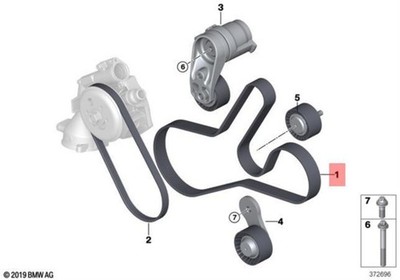 Genuine BMW F80 F80N F82 F83 Cabrio Coupe Sedan V Ribbed belt OEM ...