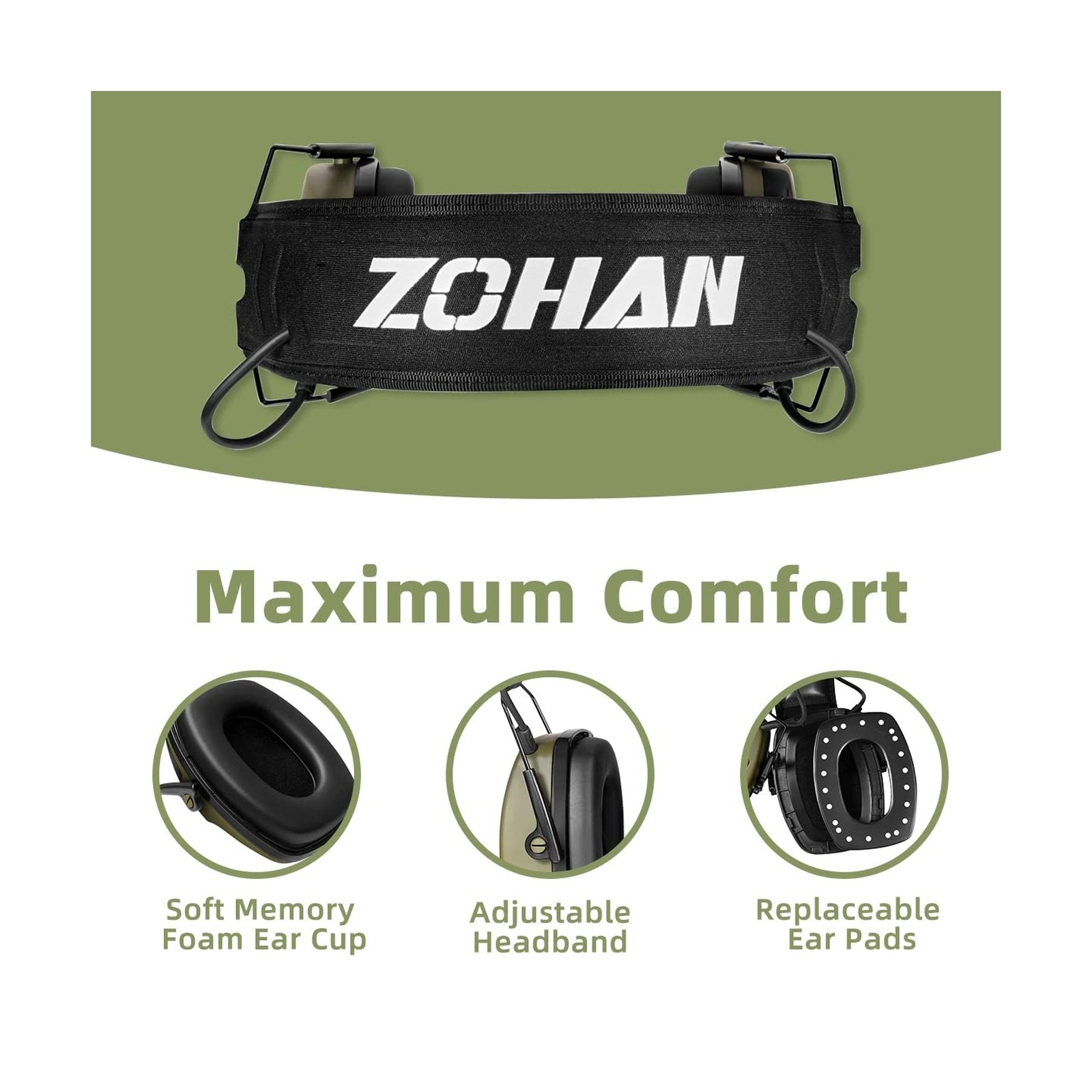 ZOHAN 035 Bluetooth 5.0 Shooting Ear Protection Earmuff, Active Noise ...