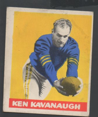 1948 Leaf Football Card #23 Ken Kavanaugh-Chicago Bears-Yellow ...