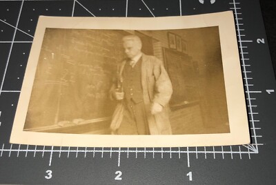 1920s College Professor Man TEACHER Chalkboard Vintage Snapshot PHOTO ...