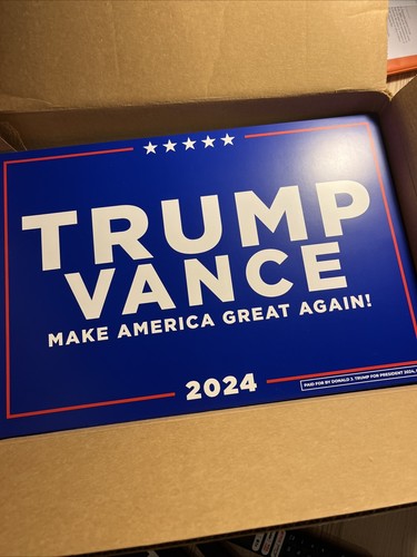 Blue Double-Sided Official Trump/Vance MAGA Rally Placard Sign | eBay