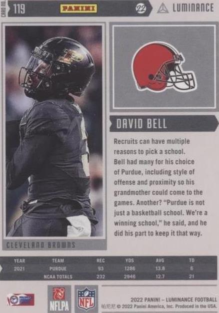 2022 Panini Luminance David Bell #119 for sale | eBay