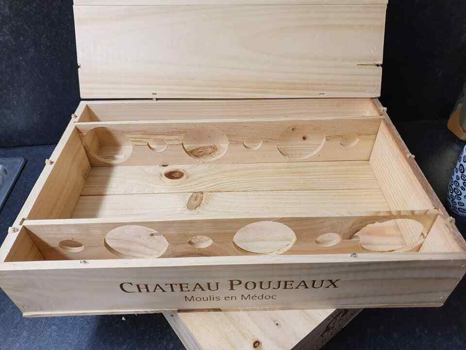 WINE BOX WITH LID - FLAT HALF SIZE GENUINE FRENCH WOODEN WINE CRATE ...