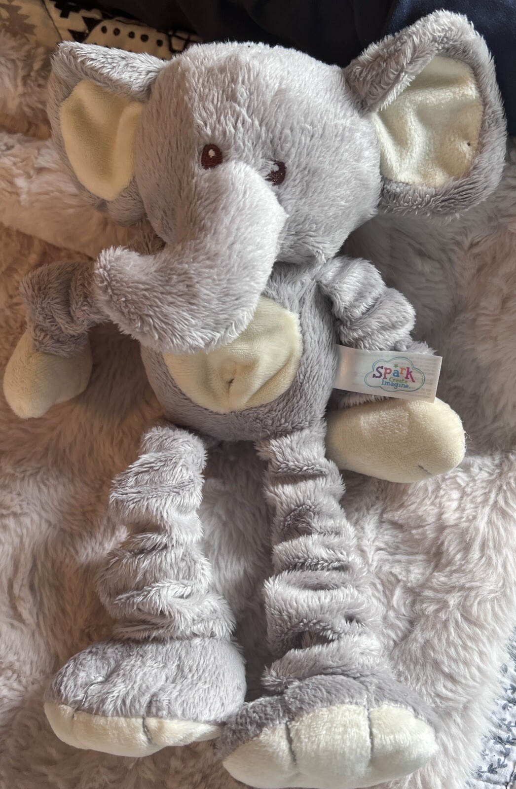 Spark Create Imagine Elephant Gray Plush Rattle Crinkle Baby Toy ...