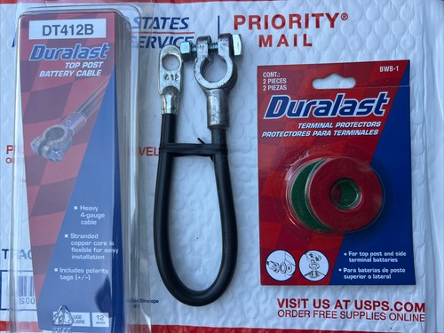DURALAST TOP POST BATTERY CABLE DT412B HEAVY 4 GAUGE, 12 “ +Terminal ...